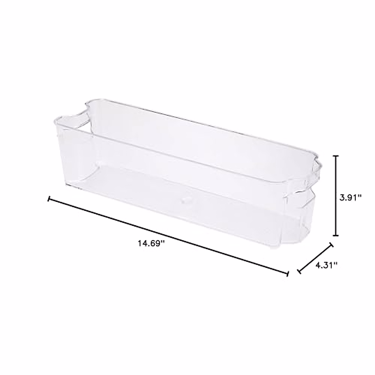 Amazon Basics Plastic Fridge Storage Bin - Narrow (2-Pack), White