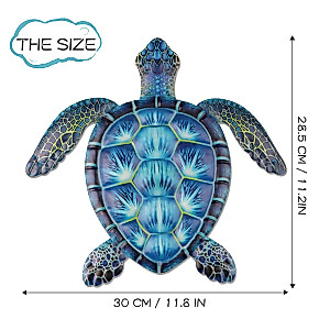 YIYA Metal Sea Turtle Wall Decor Sea Turtle Wall Art Decor for Home Bedroom Living Room Office Garden Fences Aquarium Ocean Wall Decoration, Blue