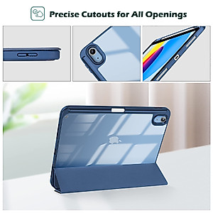 ProCase for iPad 10th Generation Case with Pencil Holder 2022 10.9 Inch, Clear Back iPad 10 Case, 10th Gen iPad Case for A2696 A2757 A2777 -Navy