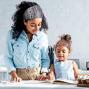 WILLBOND 9 Pieces African Headbands Stretchy Boho Print Hairband Yoga Running Sports Workout Head Grip Band Elastic Turban for Women Girls Hair Accessories (Chic Pattern)