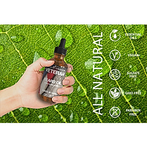 NATURAL AMERICAN VETERAN Beard Oil – All Natural, Men's Cologne Scent, Essential Oils, Organic Argan & Jojoba Oils – Moisturizes, Softens & Strengthens - Made in USA – Men’s Beard Conditioner, 2 oz
