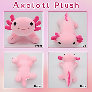 CHUDATOM Kawaii Axolotl Plush Toy 10.5'' Soft Stuffed Animal Pillow Doll for Kids Birthday Home Decor