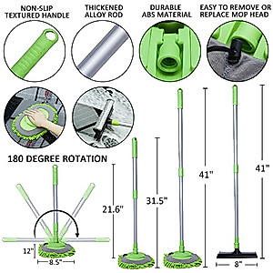 FORCAR 29Pcs Car Wash Cleaning Kit with Extendable Long Handle Brush Mop & Long Pole Window Water Scraper, 63" Large Towels, 16" Large Storage Box, Wash Mitt for Interior and Exterior Detailing, Pink