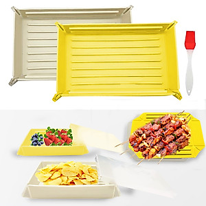 Eofeir silicone food storage containers:magnetic suction Food Storage Bowls Set Silicone Lunch Containers Storage Bowls Reusable for Camping,Hiking,Kitchen, Microwave white yellow