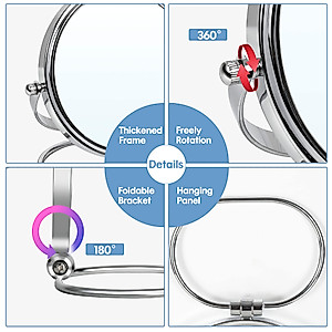 Portable Folding Travel Makeup Mirror,1X/10X Magnifying Vanity Mirror,6” Double-Sided 360° Swivel,Handheld & Wall Hanging Metal Mirror for Home and On-the-Go Use,Travel Storage Bag Included,No Light