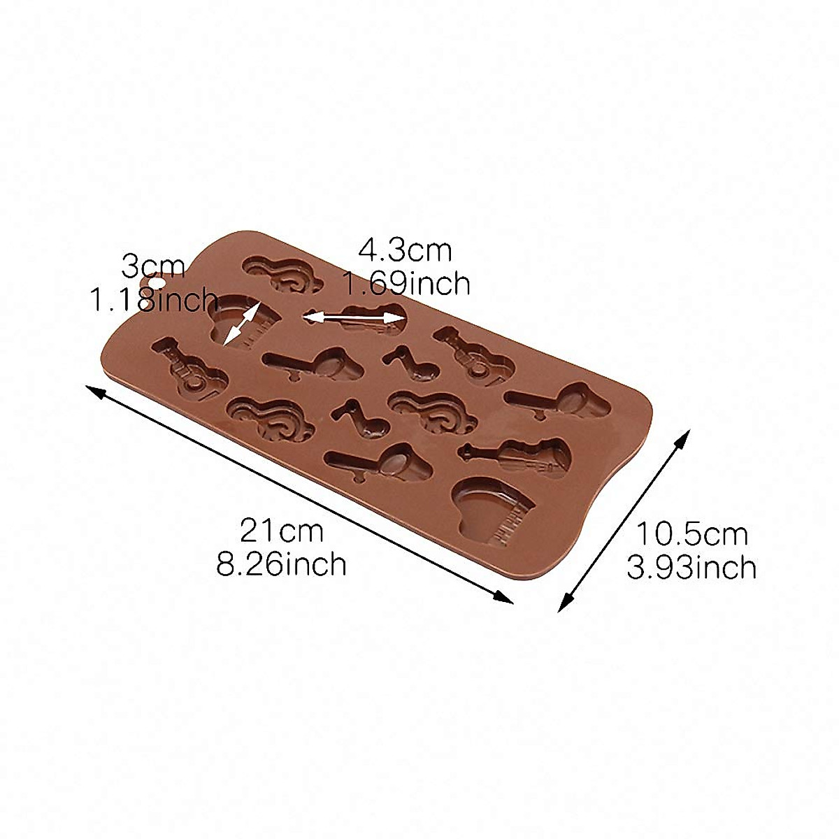 2Pcs Musical Instrument Silicone Chocolate Mold Music Note Bass Guitar Piano Saxophone Shape Candy Mini Soap Crayon Melt Mould Ice Cube Trays