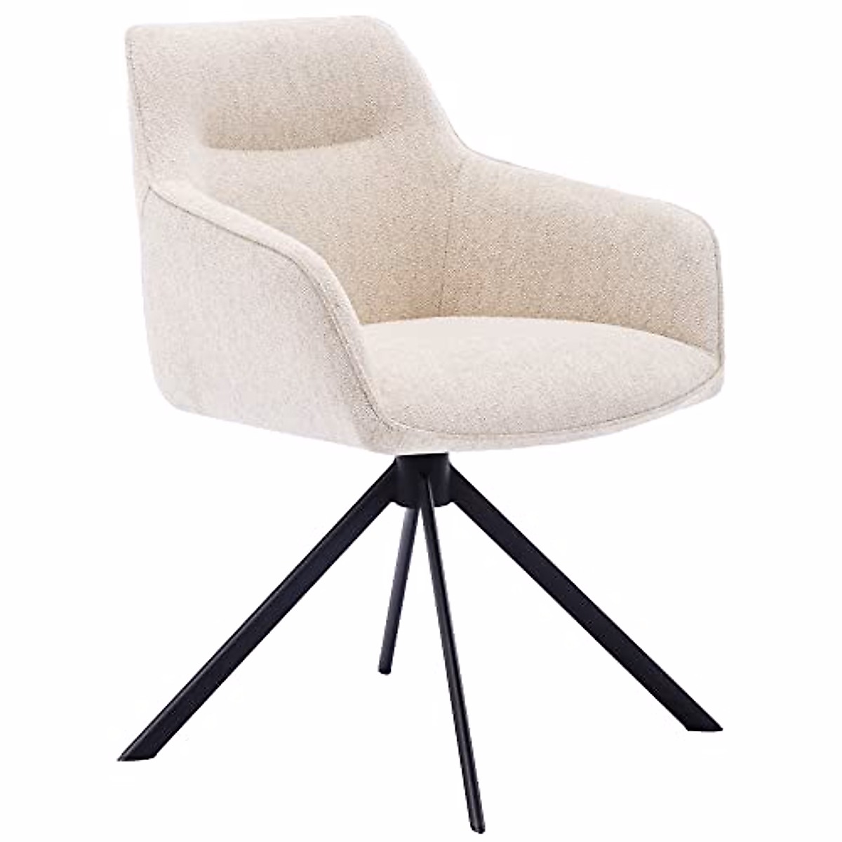 ONEVOG Modern Accent Chair Set of 1, 360 Degrees Swivel Armchair with Metal Legs, Make up Vanity Chair for Small Spaces, Comfortable Desk Chair No Wheels for Home Office, Off White