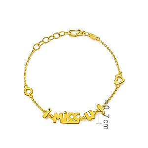 CHOW SANG SANG 999.9 24K Solid Gold Price-by-Weight 6.36g Gold Sweet Message 'I MISS YOU' Bracelet for Women 84310B | 7.4", (19 CM)