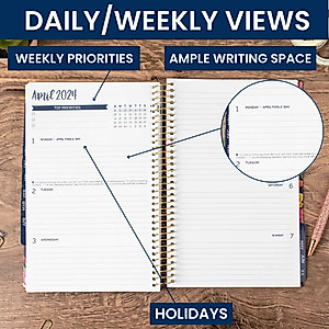 bloom daily planners 2023-2024 Academic Year Day Planner (July 2023 - July 2024) - 5.5” x 8.25” - Weekly/Monthly Agenda Organizer Book with Stickers & Bookmark - Poppy Meadow, Blue