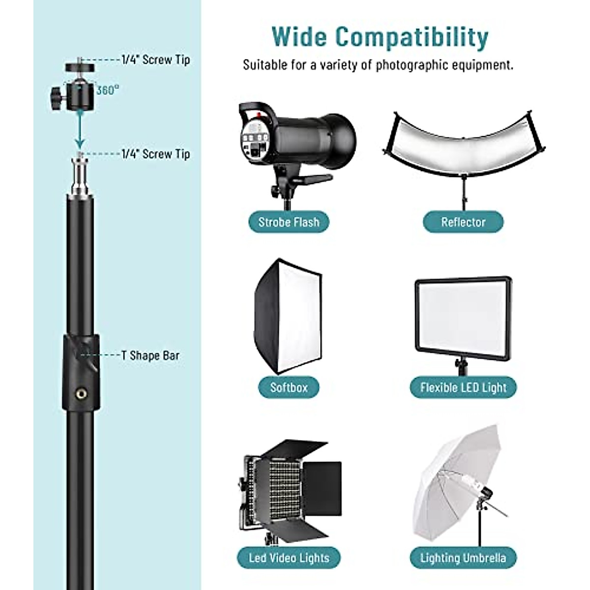 Heavy Duty 9.2 Feet/110'' Light Photography Tripod Stand, Sdfghj Aluminum Spring Cushioned Lighting Stand with Carry Bag for Relfectors Portrait, Softboxes, Umbrellas, Backgrounds, Flash, 280CM