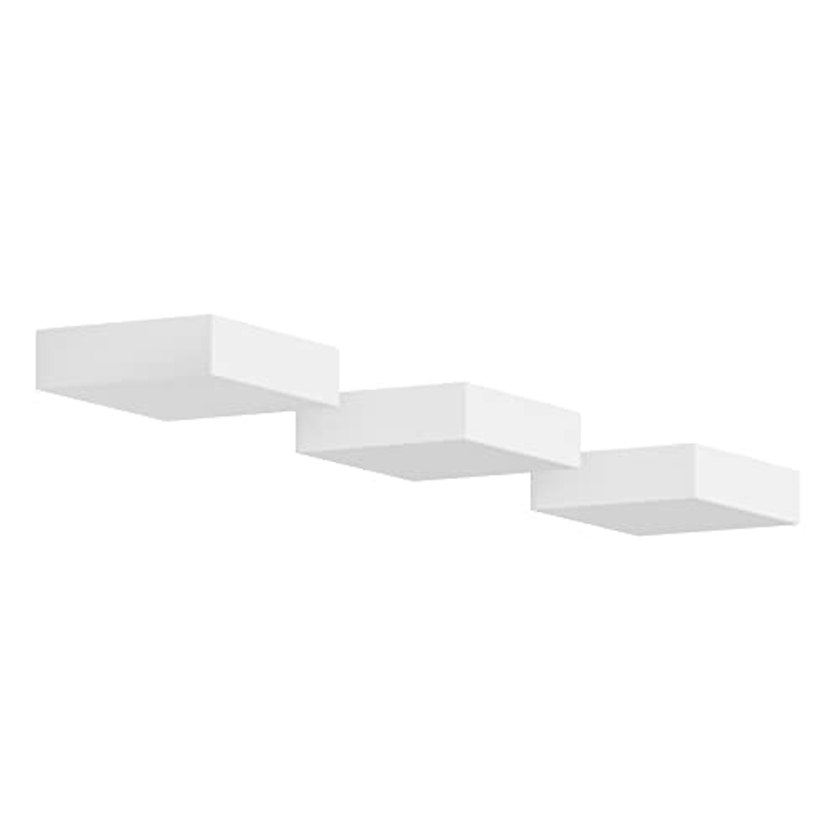 brightmaison Modern Display Ledge Floating Shelf Décor Set of 3 White Shelves Each 4 x 5 inch with Concealed Metal Bracket for Stable Wall Mount