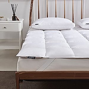 Beautyrest Tencel & Cotton Blend Feathebed White Down Fiber MatressTopper with Elasticized Anchor Bands