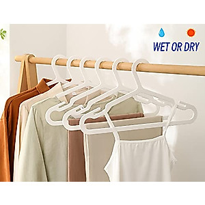 Yishyfier Plastic Clothes Hangers 16.5 Inches,Durable & Space Saving Coat Hanger Laundry/Daily Use,4mm Heavy Duty White Hangers for Coats,Jackets,T-Shirt,Pants & Dress(40Pack
