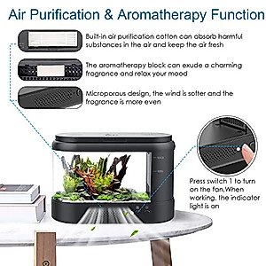 AQQA Aquarium Kit 1.8 Gallon Small Betta Fish Tank with Adjustable LED Lighting (9 Colors) Internal Filter Pump and Air Purification Aromatherapy Function for Home Office (Black)