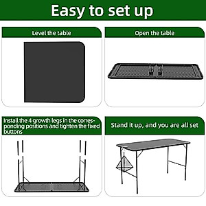 VECELO Folding Table 4 Foot Portable Heavy Duty Plastic, Easy to Storage, with Carrying Handle & Mesh Bag for Indoor, Outdoor Card, Picnic, Camping, Party, 1 Piece, Black