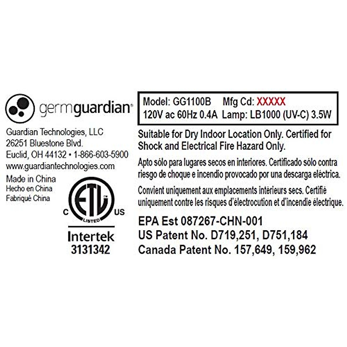 Guardian Technologies GermGuardian Pluggable UV-C Sanitizer, Deodorizer, Kills Germs, Freshens Air and Reduces Odors from Pets, Smoke, Mold, Cooking and Laundry (2, Black Onyx)