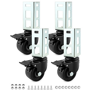 QWORK Storage Rack Caster Wheels, 4 Pack 3" Heavy Duty 1500 lb. Max Total Capacity Storage Shelf Accessories, Fit for Boltless Self Locking Shelving Racks