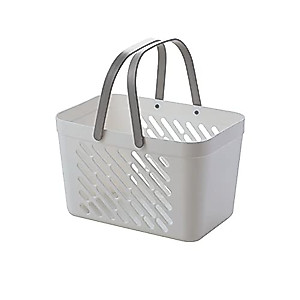 Bath Basket with Handle Tote Storage Organization Hollow Draining Container for Home Bathroom Shampoo Lotion Holder Bath Basket