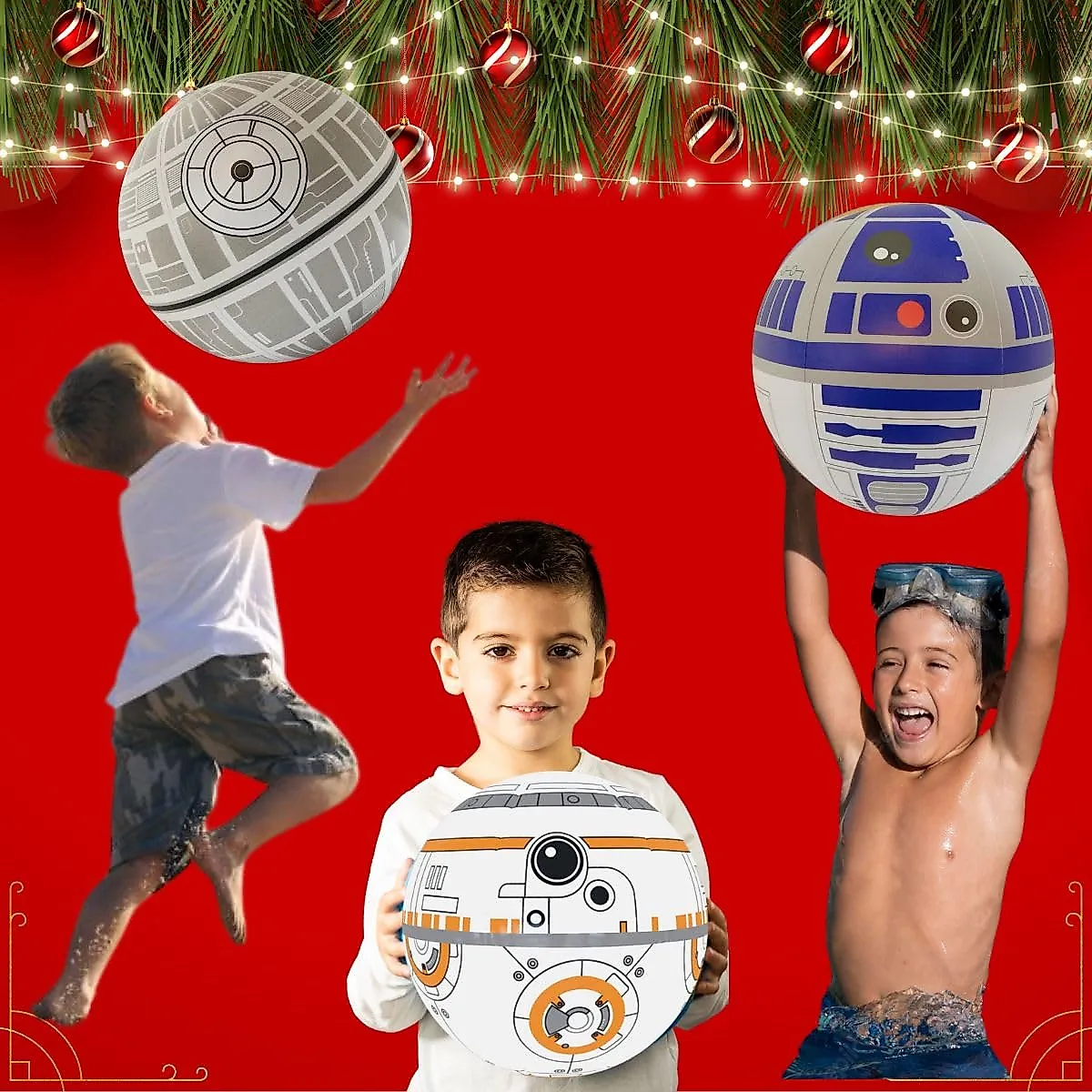 NINOSTAR Large Play Balls Set of 3 - Fun Indoor and Outdoor Gift, Size 14 Inches - Can Use for Play/Room Decor/Party Decor/Pool Inflatable Water Toys