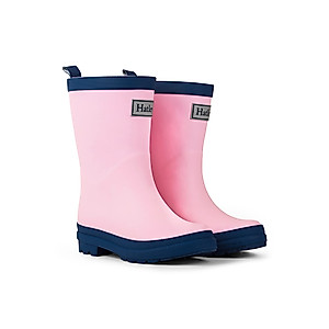 Hatley Unisex Kid's Solid Rain Boots, Pink & Navy, 11 Little Kid