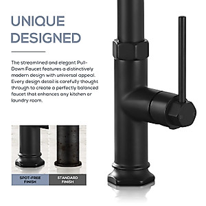 Black Kitchen Faucets Matte Black Kitchen Faucet with Pull Down Sprayer Modern Single Handle Kitchen Sink Faucets for 1 or 3 Hole