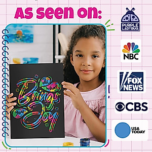 PURPLE LADYBUG 20 Pages Big Rainbow Scratch Paper Notepad for Kids - Ideal 4 5 6 7 8 9 10 11 12 Year Old Gift for Girls & Boys, Airplane Car Travel Activities for Kids Ages 4-8 & Up