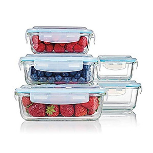 Gourmet Home Products 10 Pc Glass Food Storage Container Set with Locking Lids