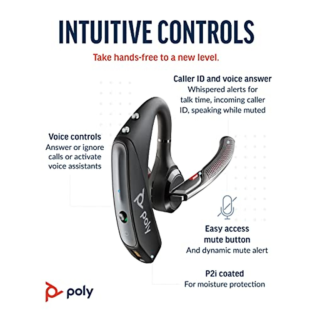 Poly Voyager 5200 UC Wireless Headset & Charging Case (Plantronics) - Single-Ear Bluetooth Headset w/Noise-Canceling Mic - Connect Mobile/Mac/PC via Bluetooth - Works w/Teams, Zoom - Amazon Exclusive