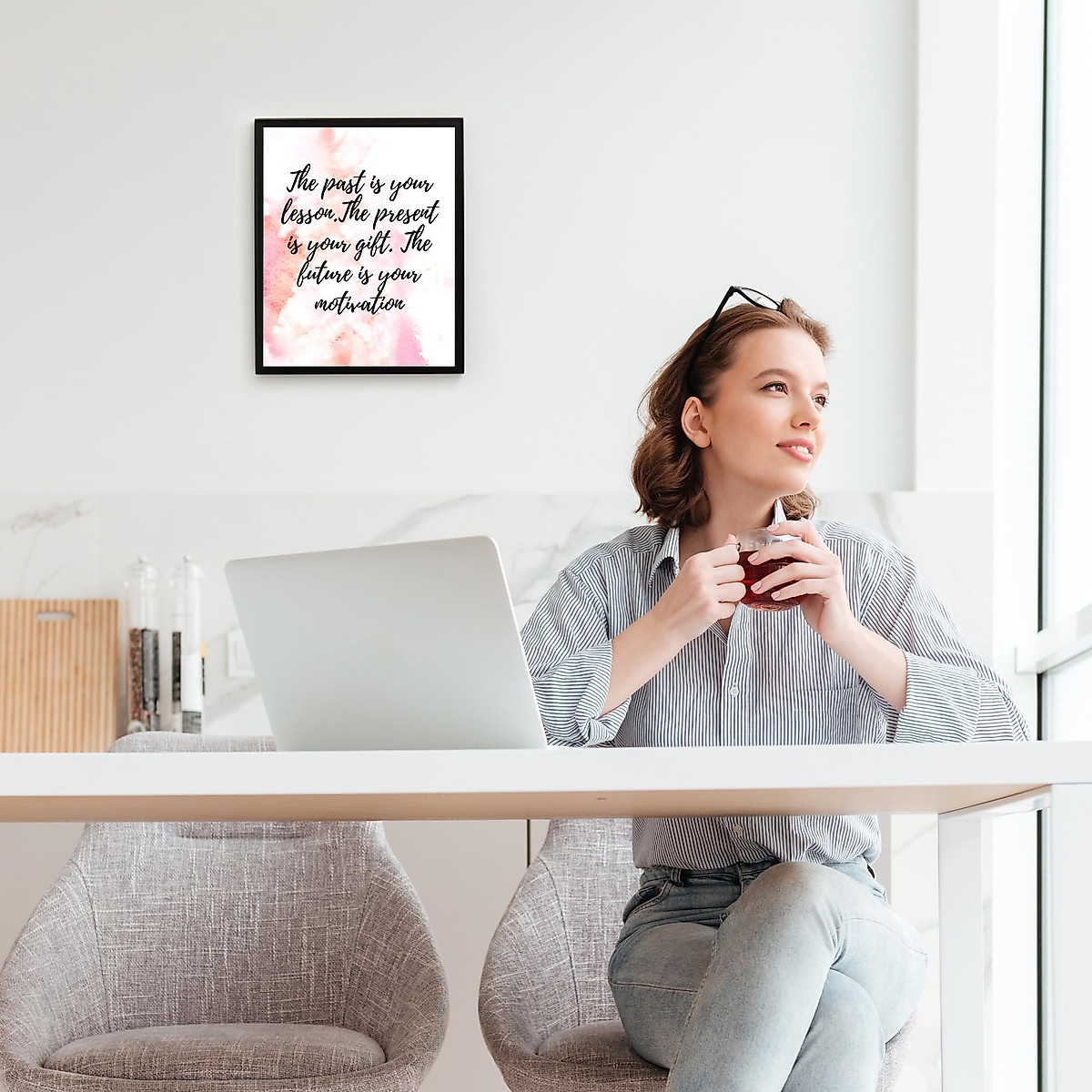 Past-Present-Future Lessons- Positive Quotes Wall Art, Modern Abstract Design Wall Art Print, Ideal Inspirational Wall Decor For Home Decor, School Decor, Studio & Office Décor. Unframed- 8x10"