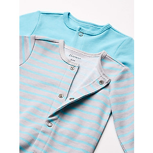Hanes unisex baby Ultimate Flexy 2 Pack Sleep and Play Suits Layette Set, Grey/Blue Stripe, 12-18 Months US