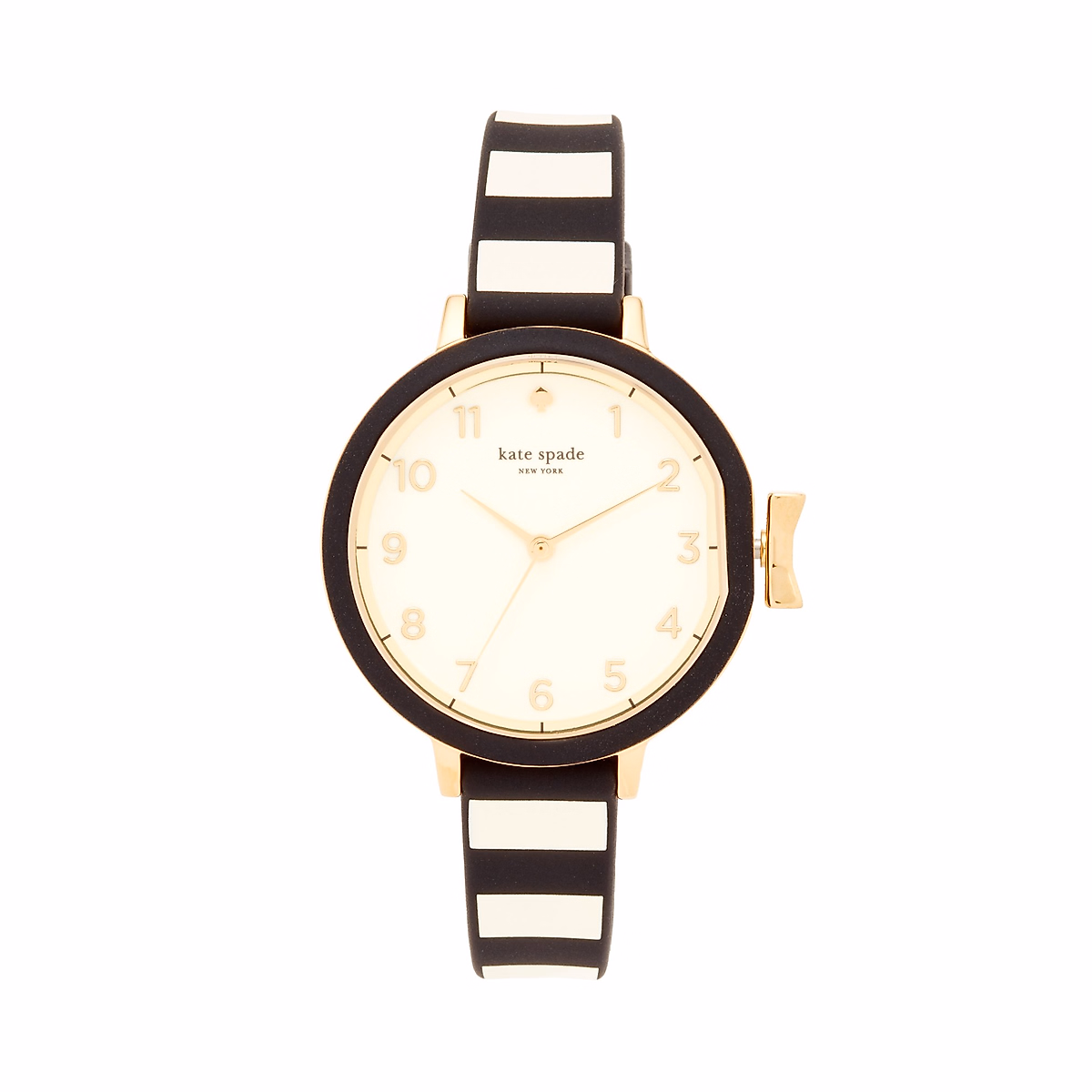 Kate Spade New York Women's Park Row Quartz Metal and Silicone Watch, Color: Black/Gold, Stripes (Model: KSW1313)