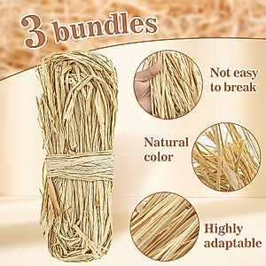 3PCS Sukh Raffia Ribbon Raffia Grass - Raffia Straw for Florist Bouquets Decoration Crafts Ribbon for Wrapping Christmas Birthday Raffia Grass Wrap Ribbon