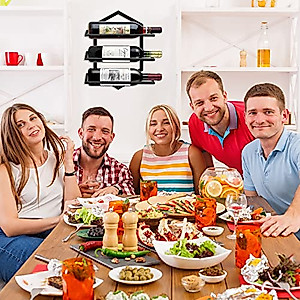 YALINKA 2Pcs Wall Mounted Wine Stemware Rack, Metal Hanging Wine Glass Display Holde Holds 3 Bottles, Elegant Storage for Kitchen Dining Room Bar Wine Cellar