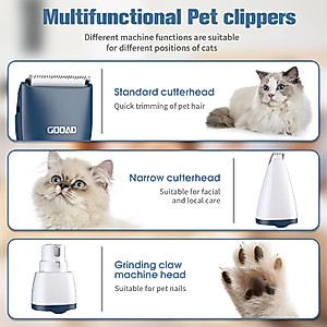 Gooad Cat Clippers for Matted Hair, Quiet Cat Shaver for Long Hair, Cordless Cat Hair Trimmer for Grooming, Cat Paw Trimmer Nail Grinder,Pet Shaver Cat Grooming Kit for Cats Small Dogs Animals(Blue)