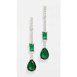 SHASHI Women's Cody Earrings, Emerald, Green, Silver, Clear, One Size