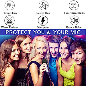 SUNPRO Microphone Covers Disposable 100pcs, Non-Woven,Clean No-Odor Windscreen Pop Filters Protective Cap for Handheld Karaoke Microphone