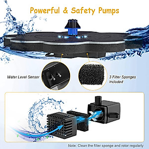 GAIZERL Solar Fountain, 2024 Upgrade Lucky Flower 3.5W Solar Bird Bath Water Fountain with Lights, and 2000mAh Battery, Solar Powered Hummingbird Fountain Pump with 7 Nozzles, 4 Fixed Pipes for Garden