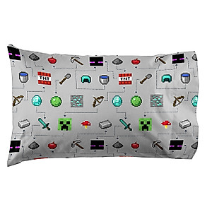 Jay Franco Minecraft Monster Hunters Full Sheet Set - 4 Piece Set Super Soft and Cozy Kid’s Bedding Features Creepers - Fade Resistant Microfiber Sheets (Official Minecraft Product)