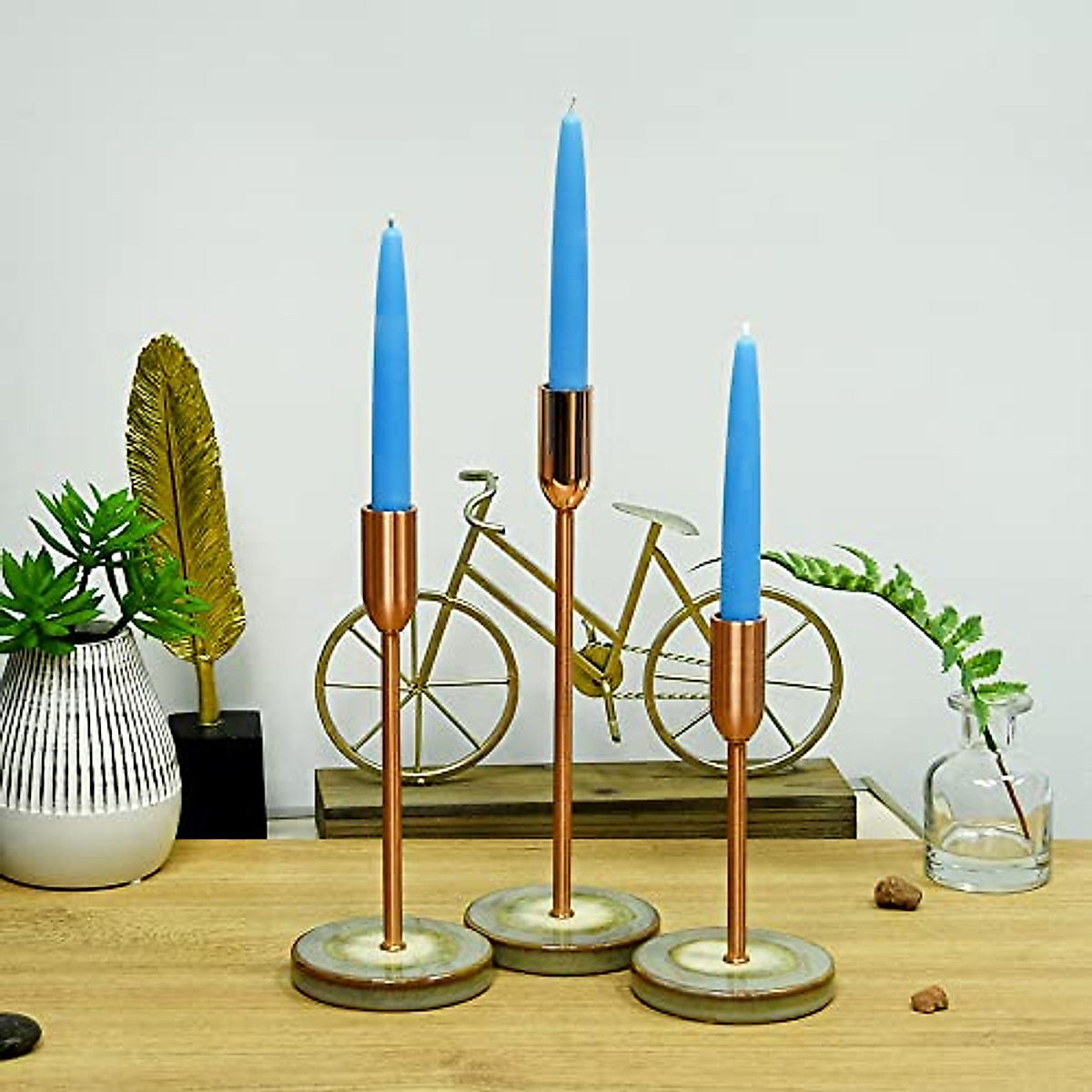 Zest Candle 12-Piece Taper Candles, 6-Inch, Light Blue