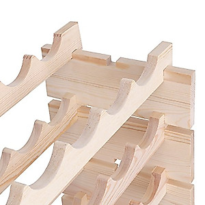 LEMY 8x12 96 Bottles Row Solid Wood Wine Rack Stackable Modular Storage Stand Wooden Wine Holder Display Shelves(Wobble-Free)