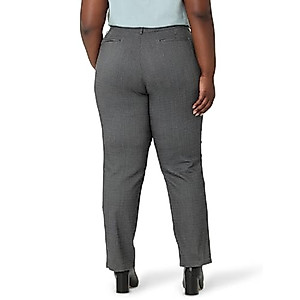 Lee Women's Size Wrinkle Free Relaxed Fit Straight Leg Pant, Black/White Rockhill Plaid, 18 Plus Petite