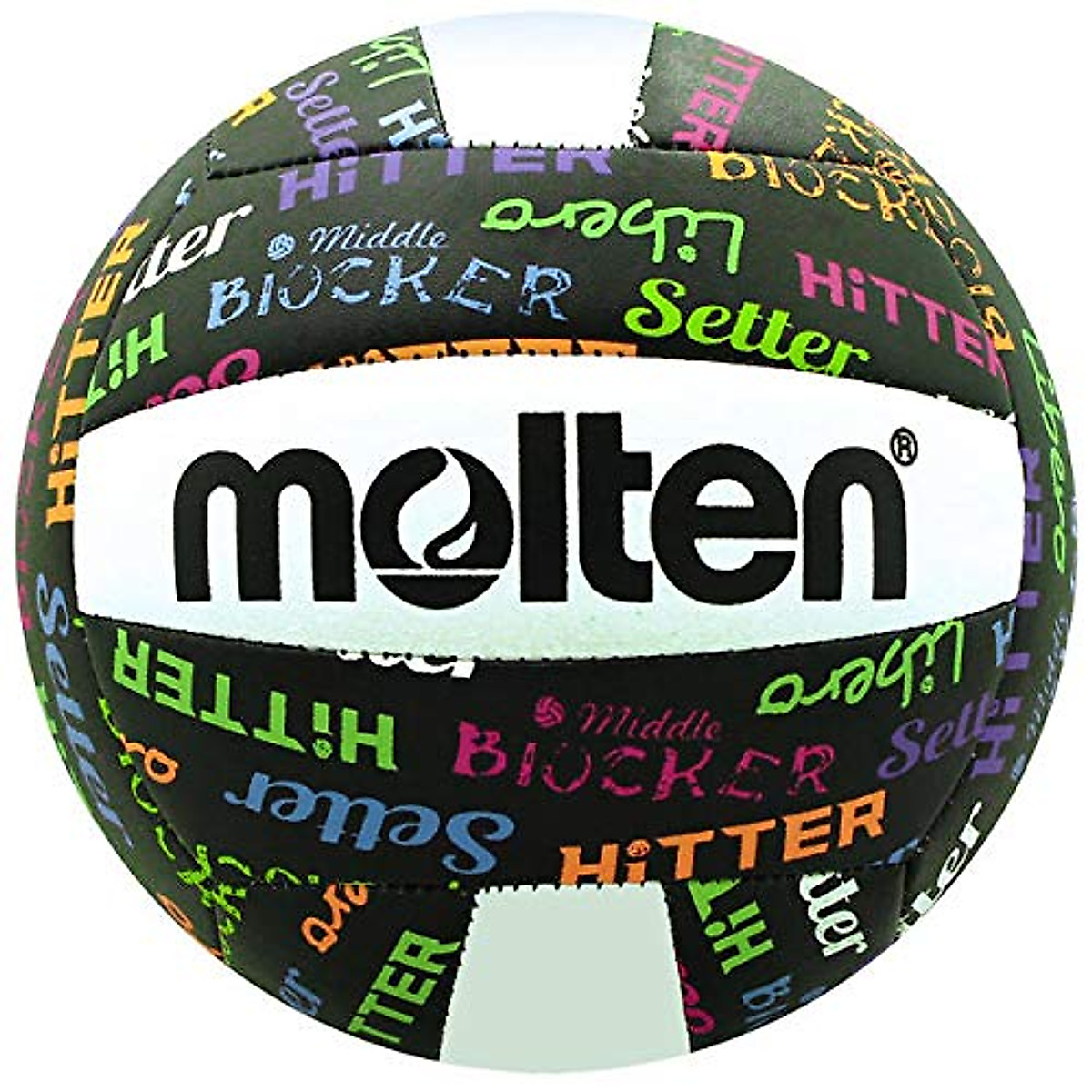 Molten Volleyball Positions Recreational Volleyball, Black/Neon Colors, official, MS500-VBP