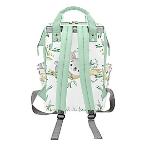 SunFancy Koala Leaves Personalized Diaper Backpack Custom Mommy Bag Unisex Travel Daypack for Mom Dad Boy Girl