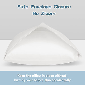 Organic Cotton Toddler Pillowcase 2 Pack, 14 x 20 Travel Pillow Case Cover for Babies, Kids, Boys and Girls, Soft and Breathable Small Pillow Cases with Envelope Closure, Ivory