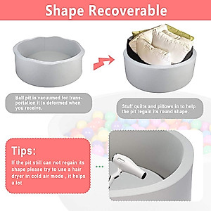 TRENDBOX Foam Ball Pit, 36" x 12" Indoor Soft Round Ball Pool Playpen (No Balls) Ideal Gift Toy for Kids and Toddler Children - Light Gray