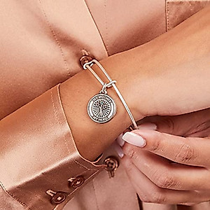 Alex and Ani Connections Expandable Bangle for Women, My Mother My Hero Charm, Rafaelian Silver Finish, 2 to 3.5 in