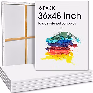 Sherr 3 Pcs 48 x 36 Inch Large Canvas for Painting Cotton Stretched Canvas Blank White Canvases Triple Primed Painting Canvas Profile Blank Canvases for Watercolor Acrylics Oil Painting