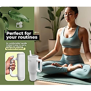 WHITE Prime 40 oz Tumbler | 100% Leak Proof | Simple Elegant Modern | Stainless Steel Double Wall Tumbler with handle | Reusable Water Bottle | Cupholder Friendly | Drinkware Flasks