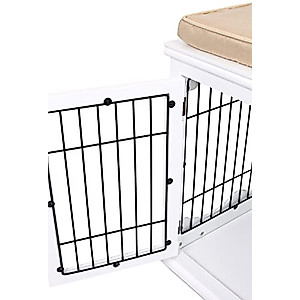 BIRDROCK HOME Decorative Dog Kennel with Pet Bed for Small Dogs - White - Double Door - Wooden Wire Dog House - Indoor Pet Dog Crate Side Table - Bed Nightstand