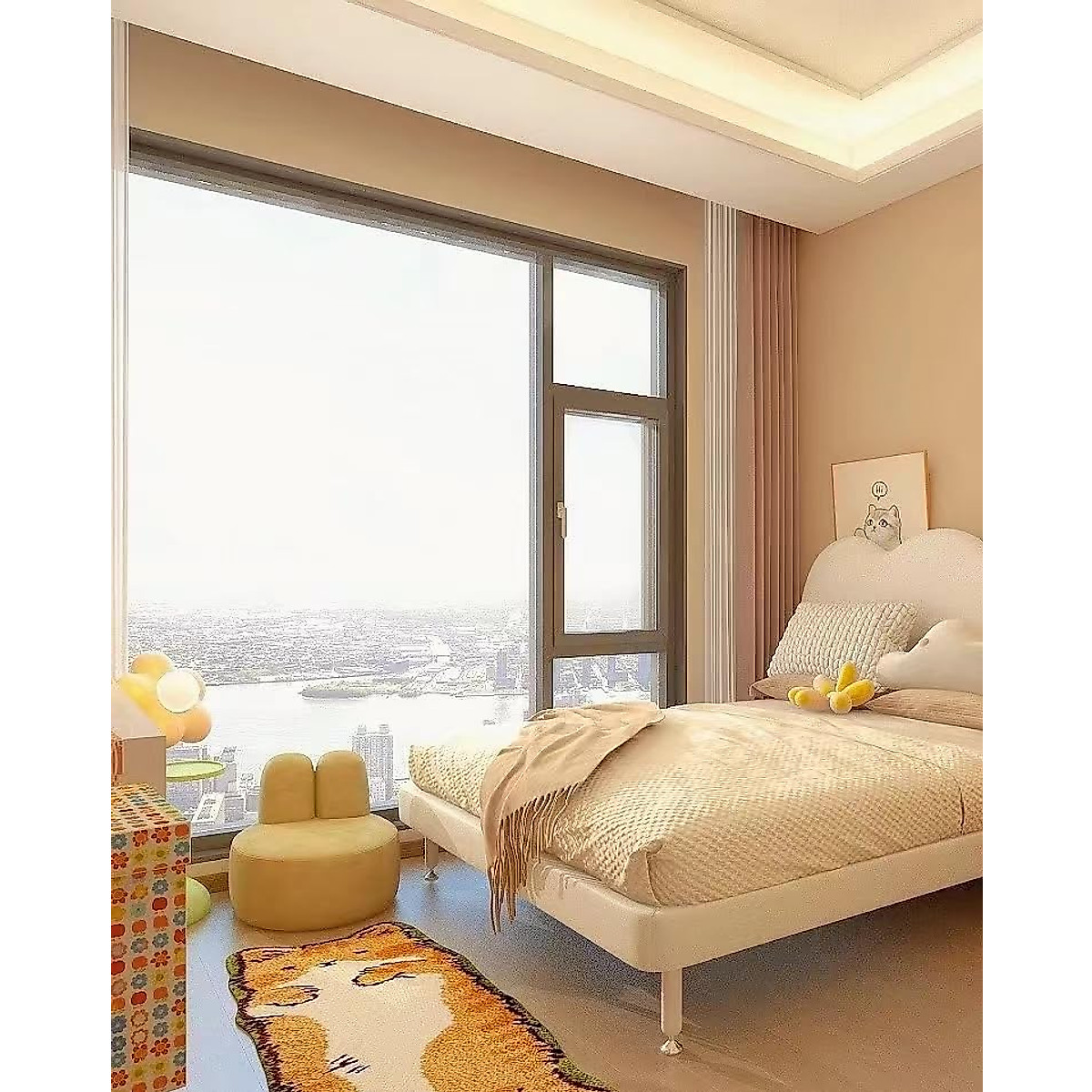 Funny Home Bedside Carpet Living Room Carpet Cloak Room Foot Mat Living Room Mat Tea Table Thick Floor Mat (Relaxing Cat, 63 * 19.7)